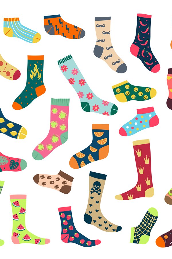 Textile socks. Underwear clothes for feet comfort woolen sty