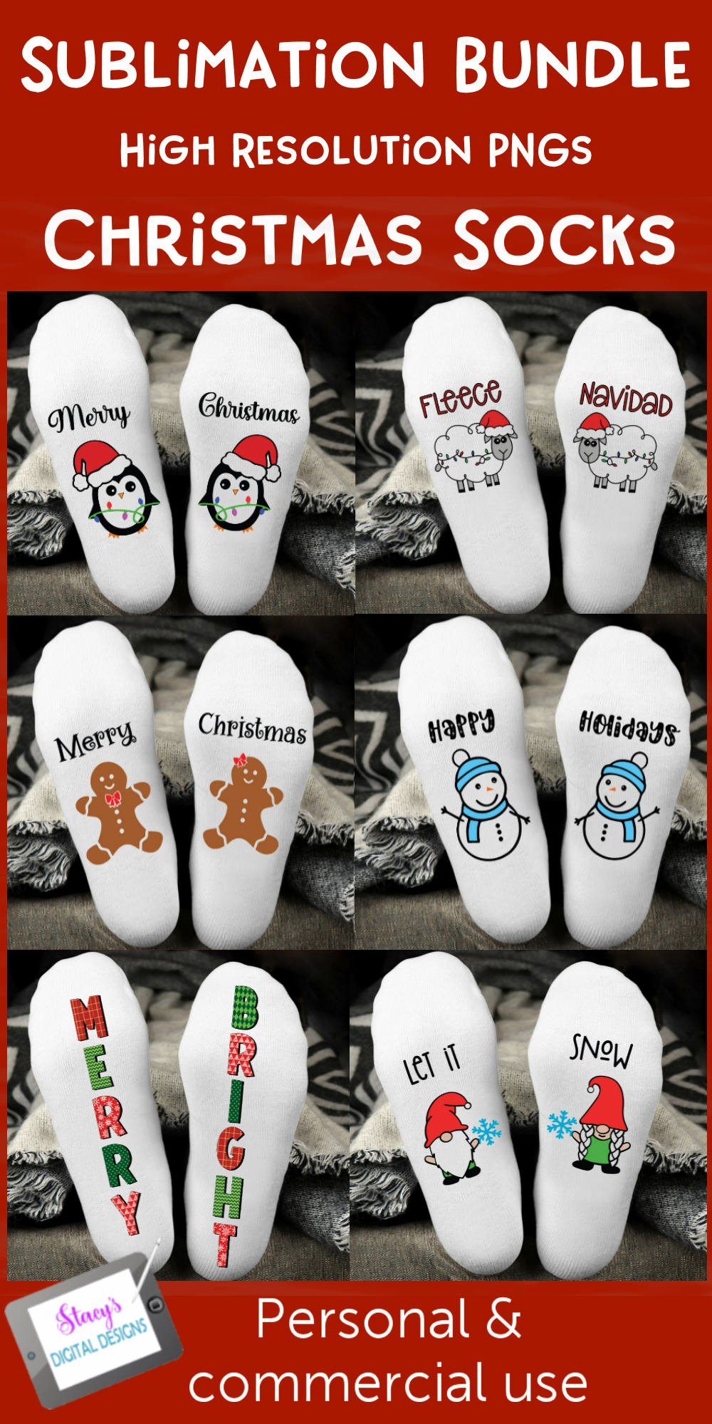 Christmas Sock Sublimation Bundle