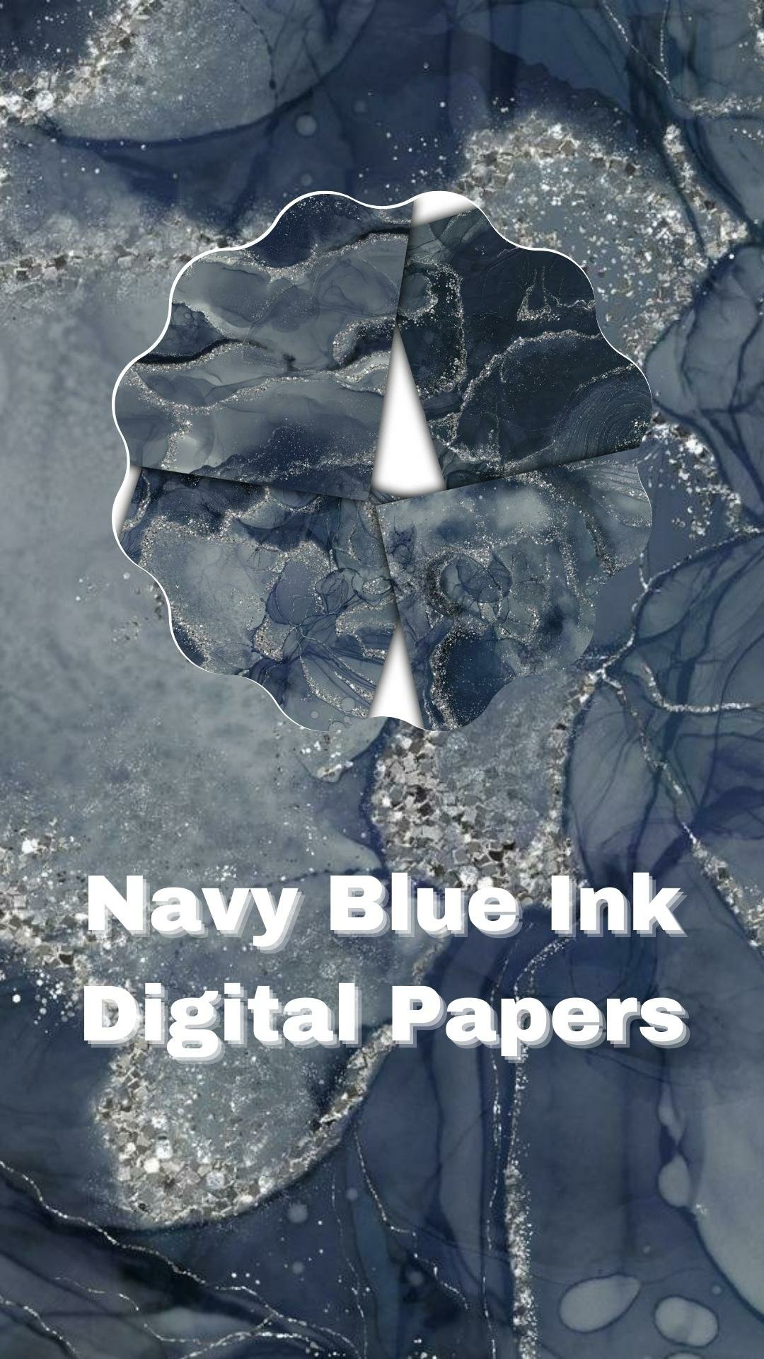 Navy Blue Ink Digital Papers