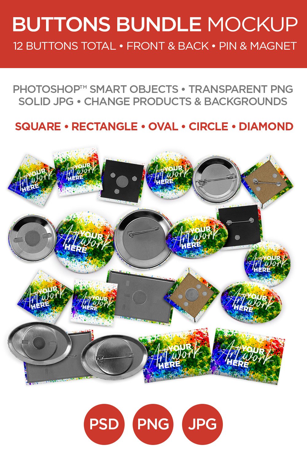 Buttons Bundle Mockups & Templates