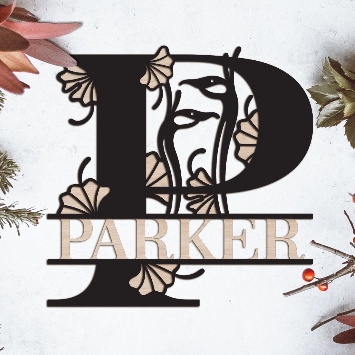 P - Split Monogram Japanese Layered Cut File - SVG / DXF