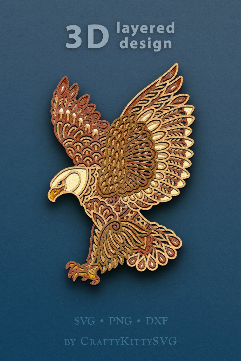 3D Bald Eagle SVG, 3D layered paper cut, Patriotic Eagle SVG