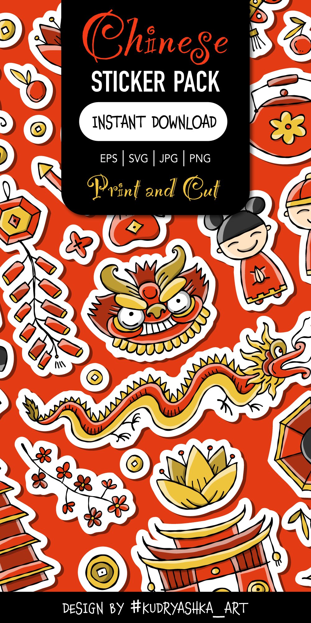 Chinese New Year Holiday Stickers Pack.