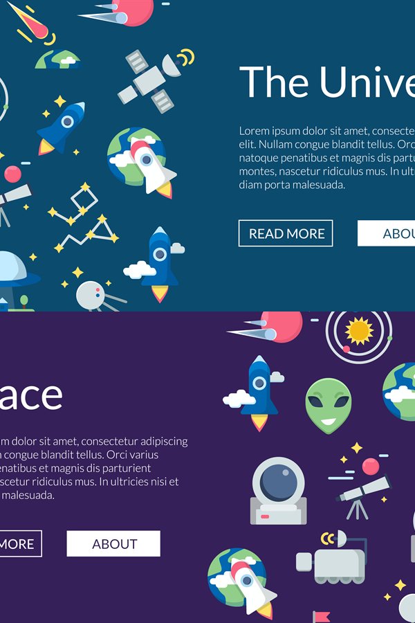 Vector flat space icons web banner templates (873621)