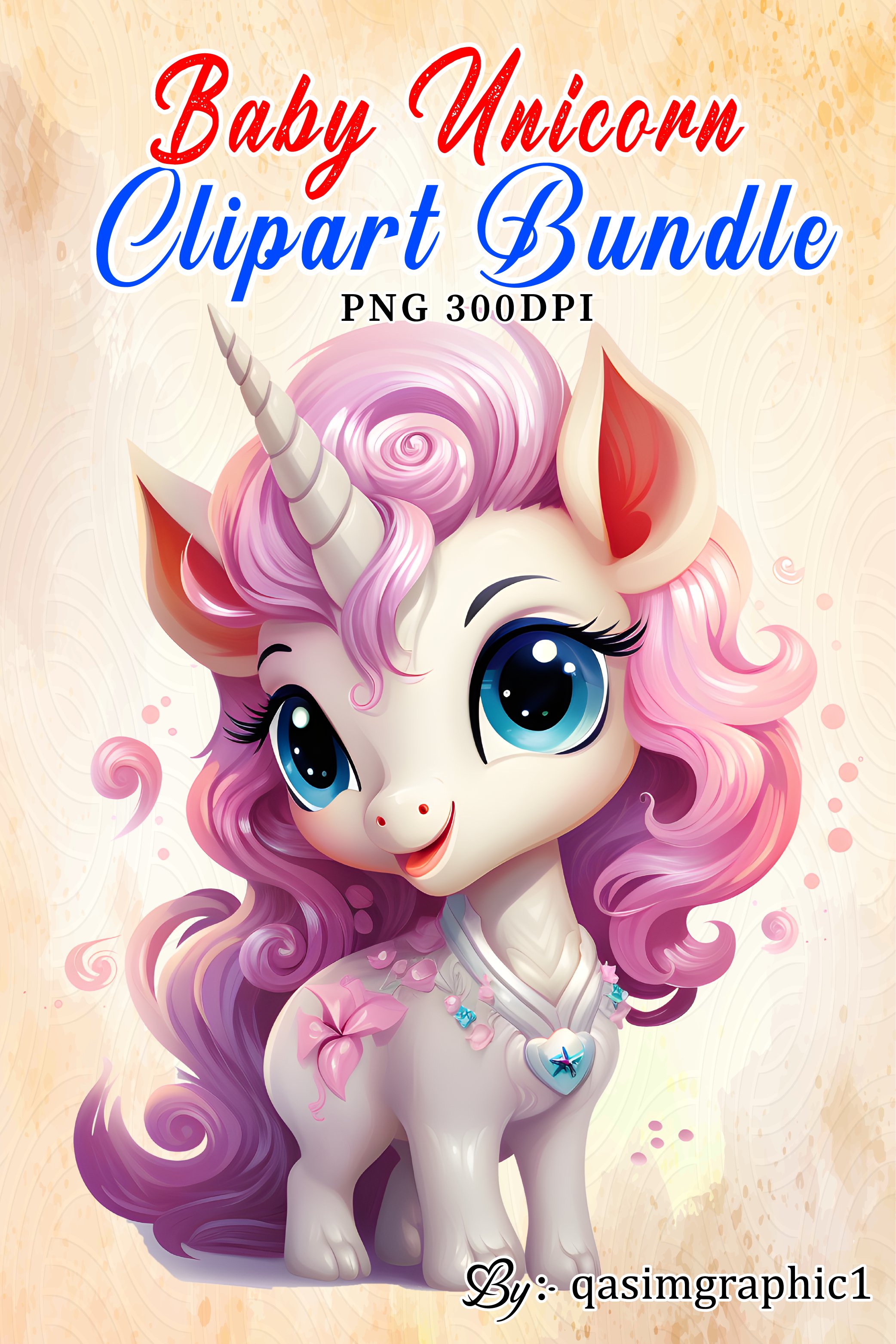 Cute Baby Unicorn Sublimation Clipart Bundle (2690468)