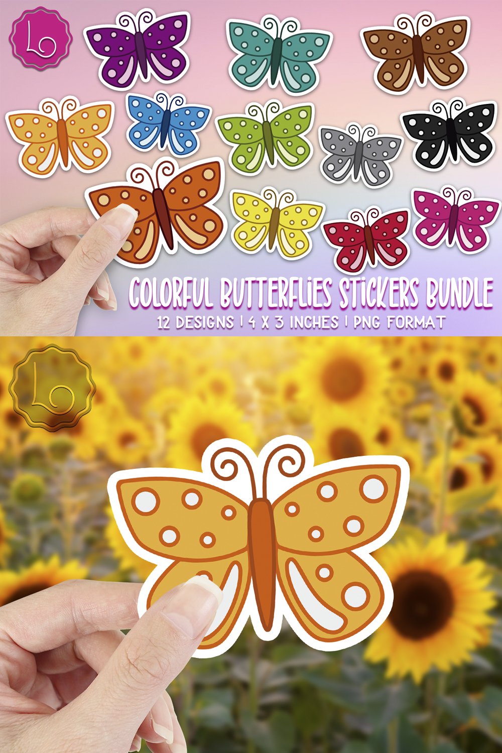 Colorful Butterflies Stickers Bundle