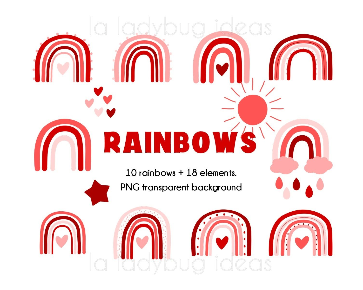 Valentines Rainbows clipart. Red and pink rainbows (1153314)