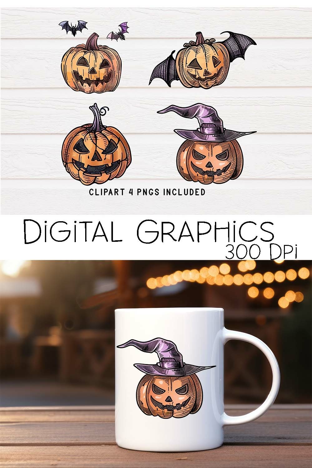 Pumpkins Halloween Clipart Sublimation