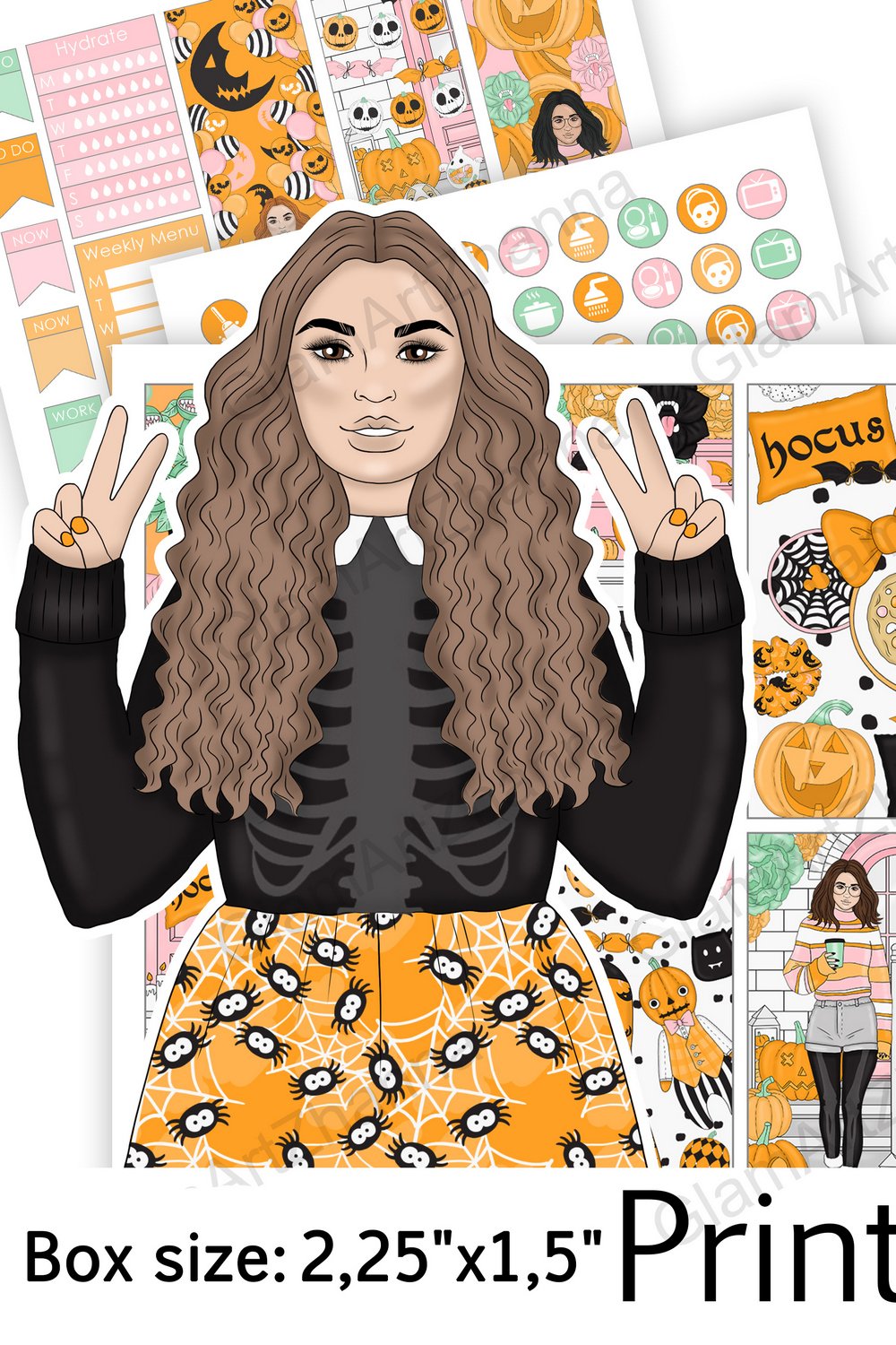 Halloween Digital Printable Sticker Box Size 2,25"x1,5"