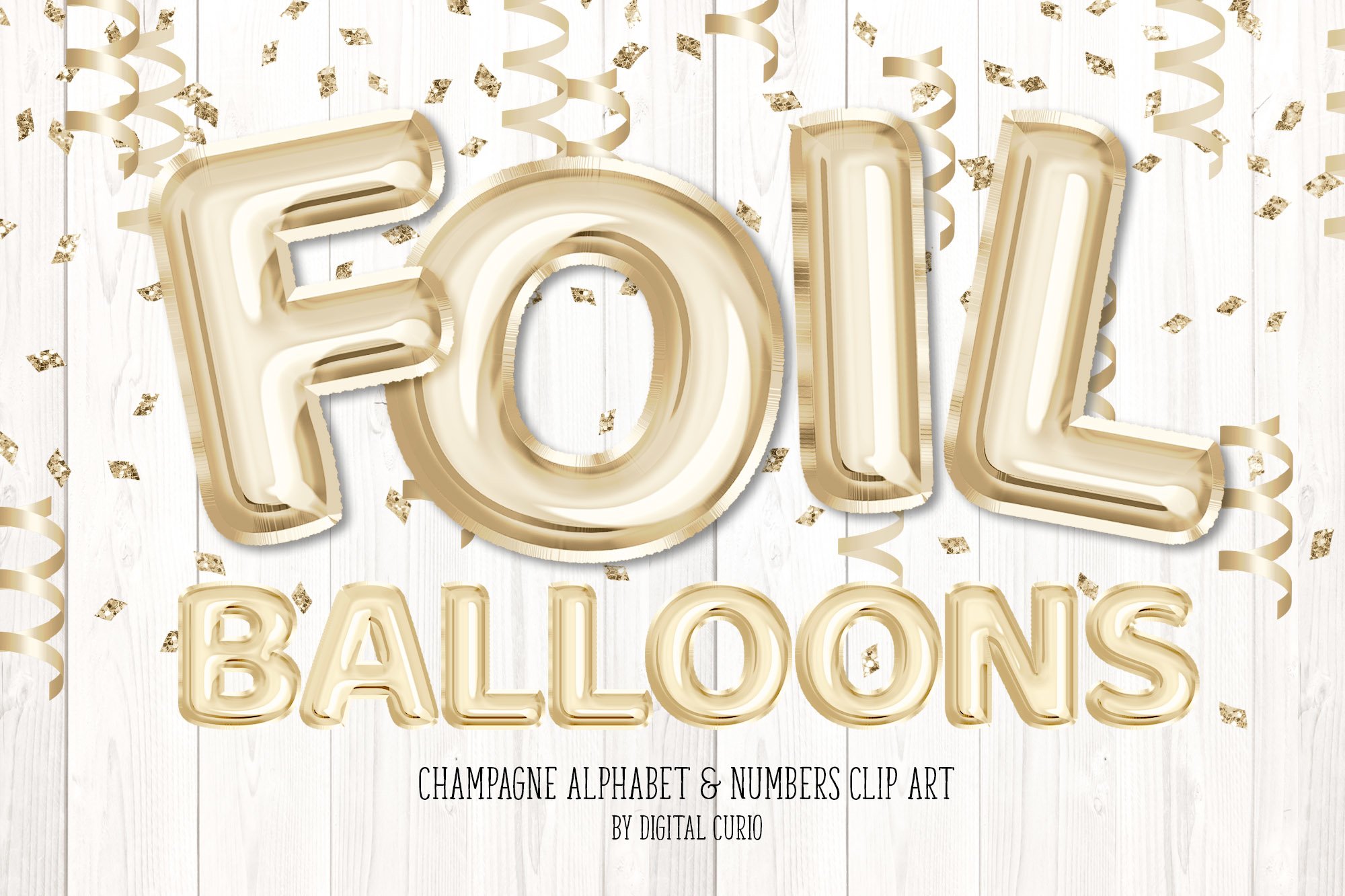 Champagne Foil Balloon Alphabet Clipart