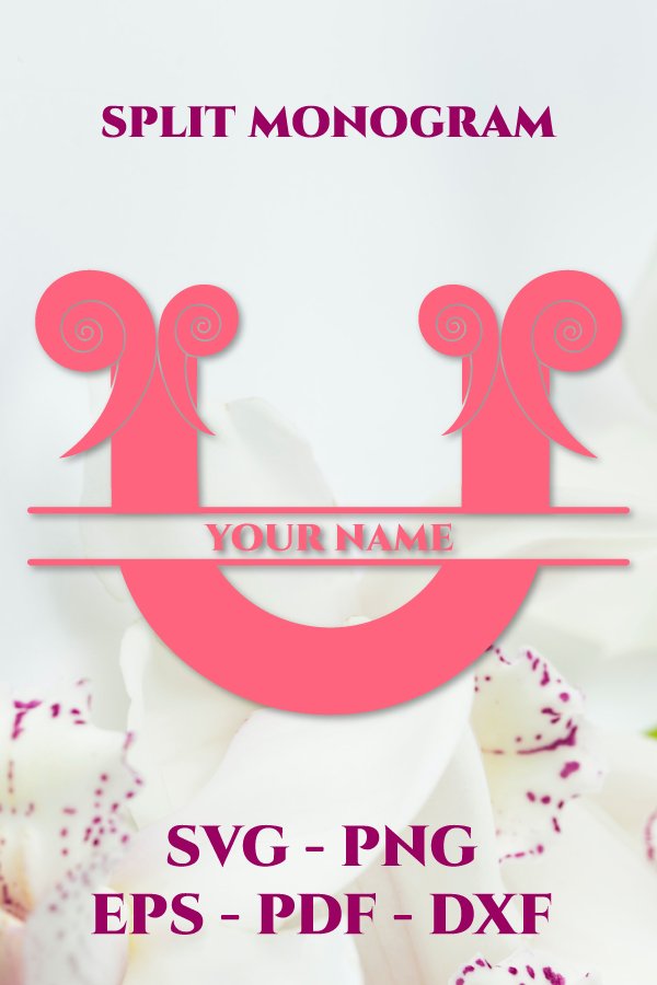 Split monogram U. Letter U. Cut file SVG