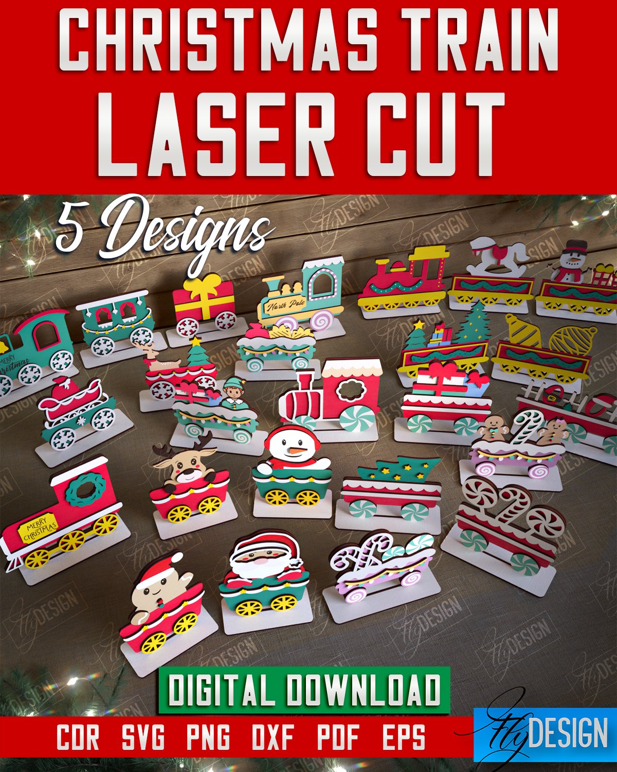 3D Christmas Trains Laser Cut Bundles | Christmas Trains SVG