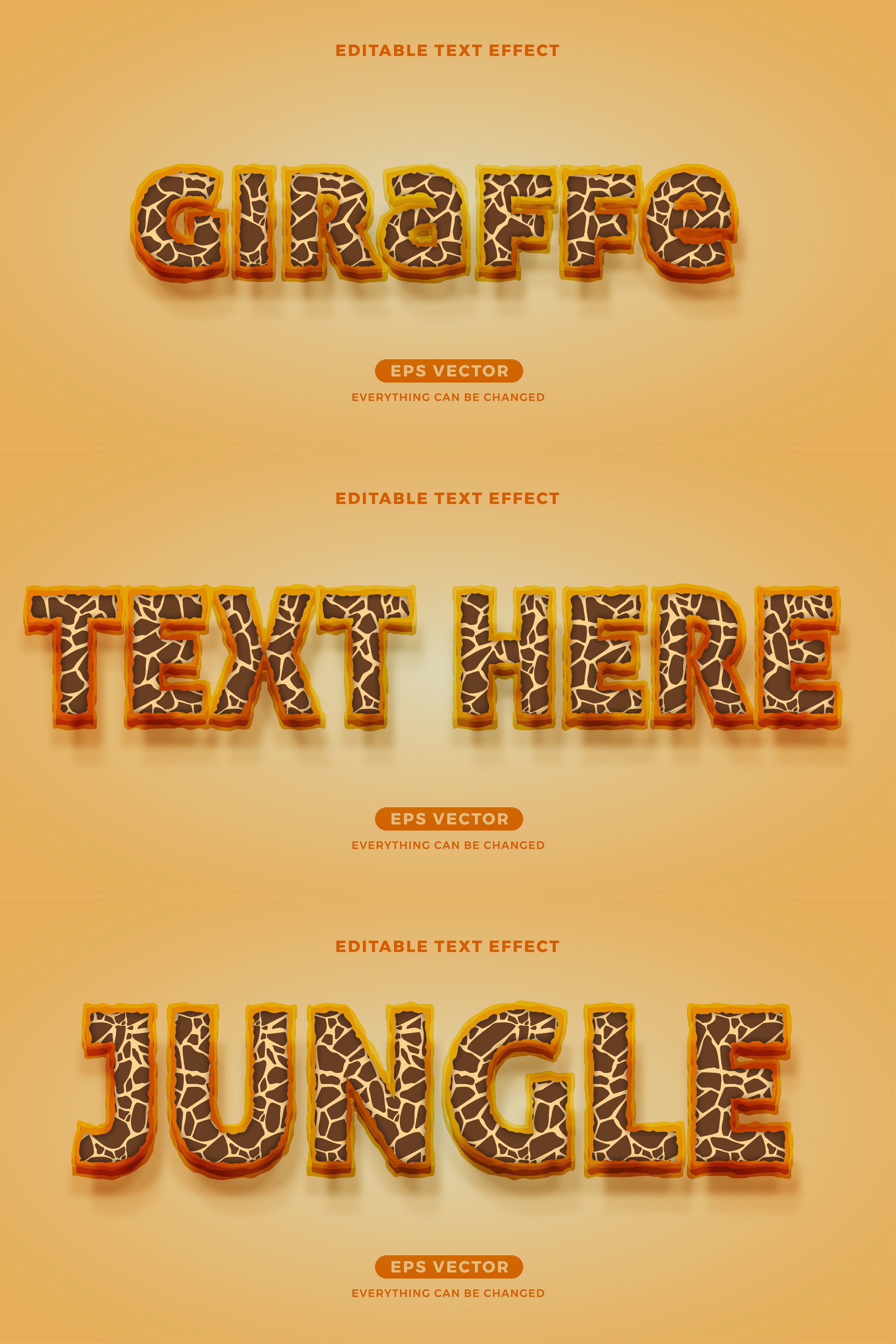 Giraffe editable text effect vector template