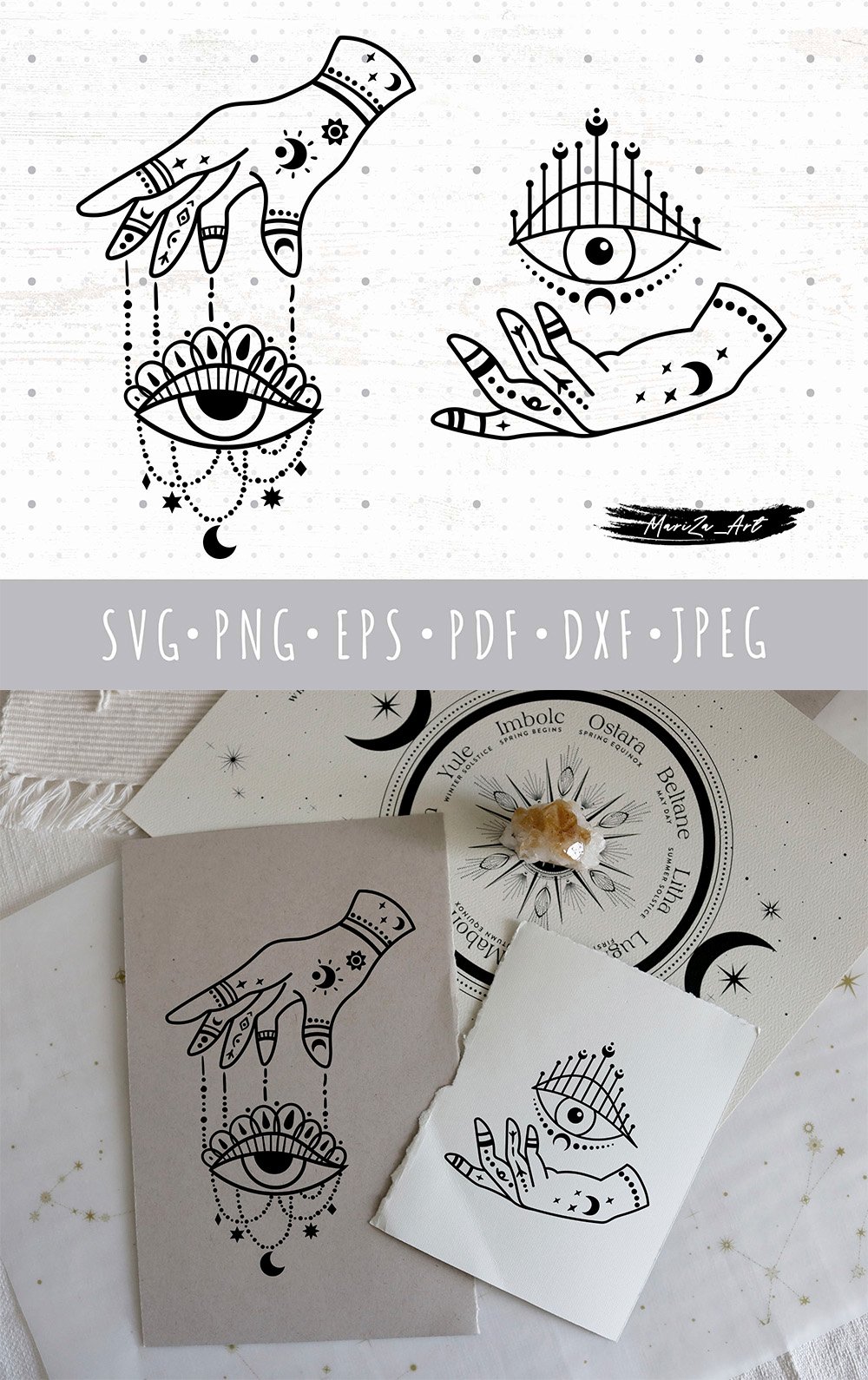Evil Eye and witch hands boho SVG PNG files