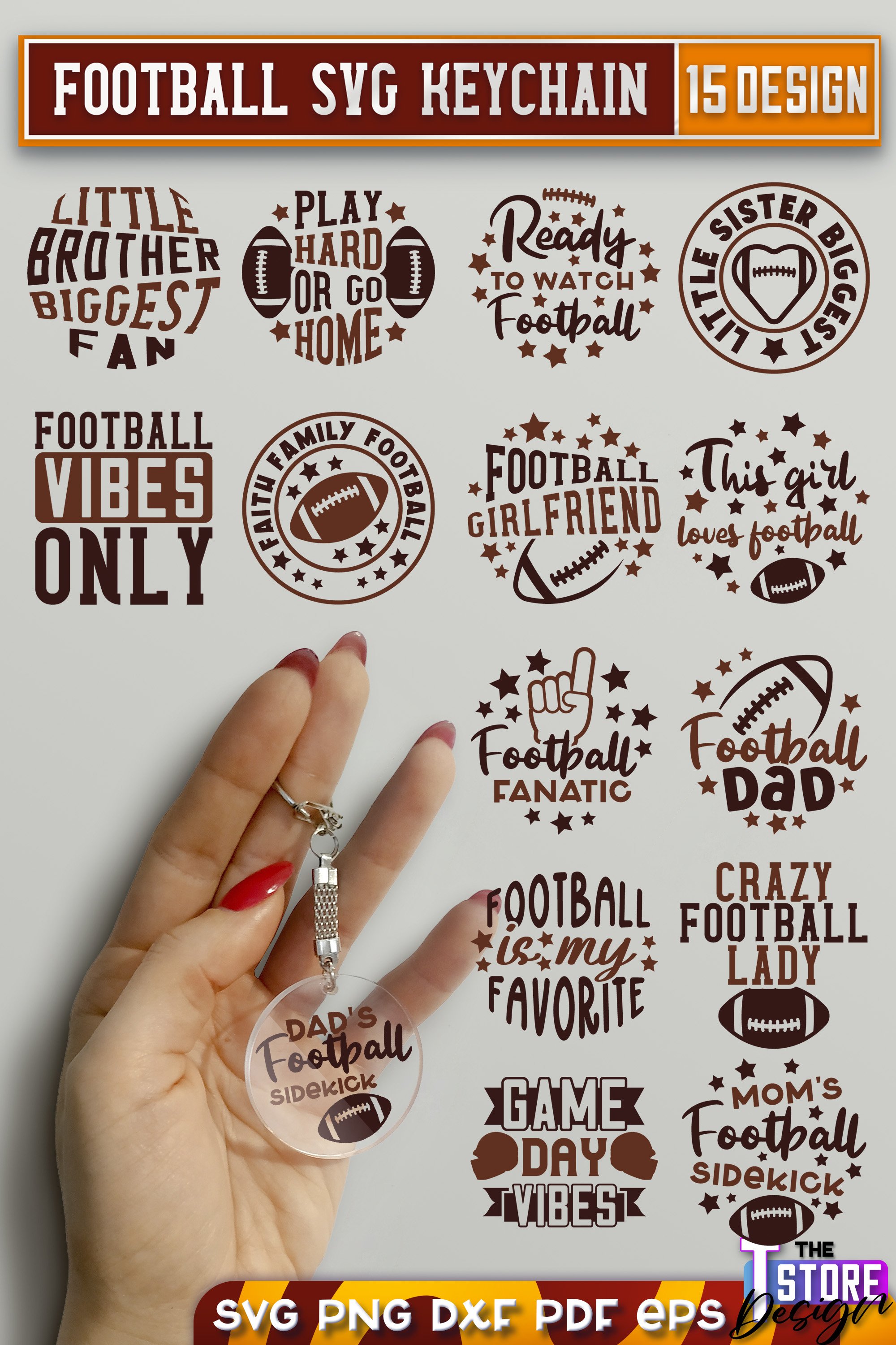 Football SVG Keychain | Round Keychain Design | (2195295)