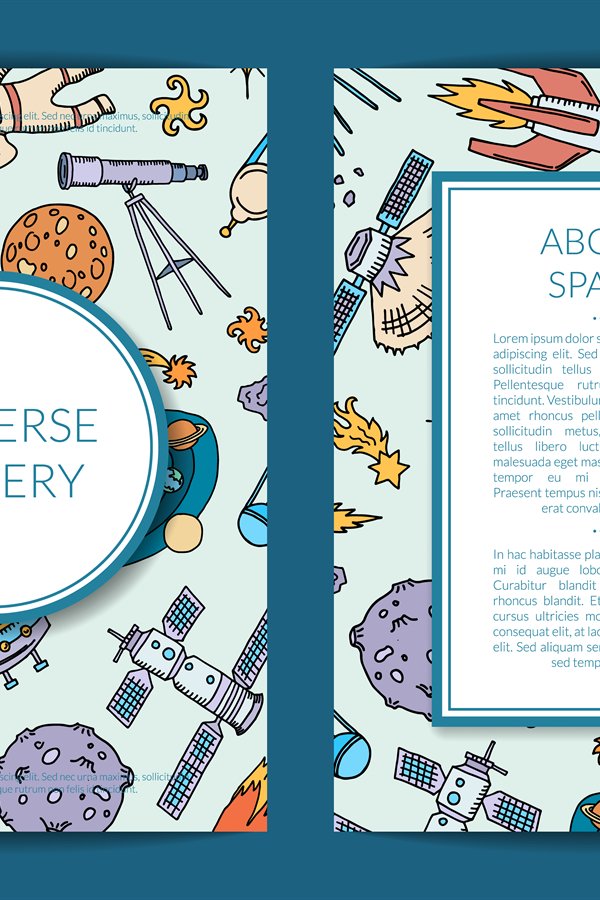 Vector hand drawn space science elements card