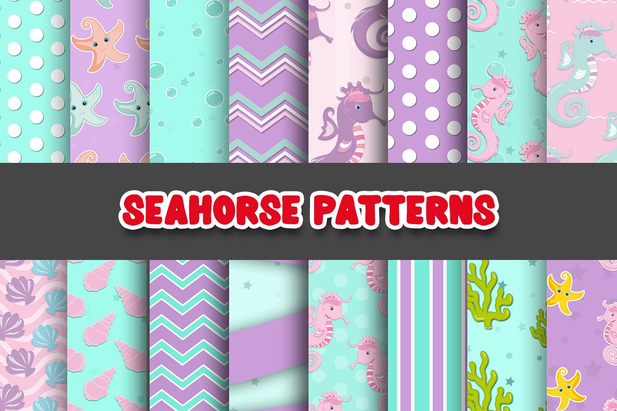 Seahorse Patterns Digital Papers