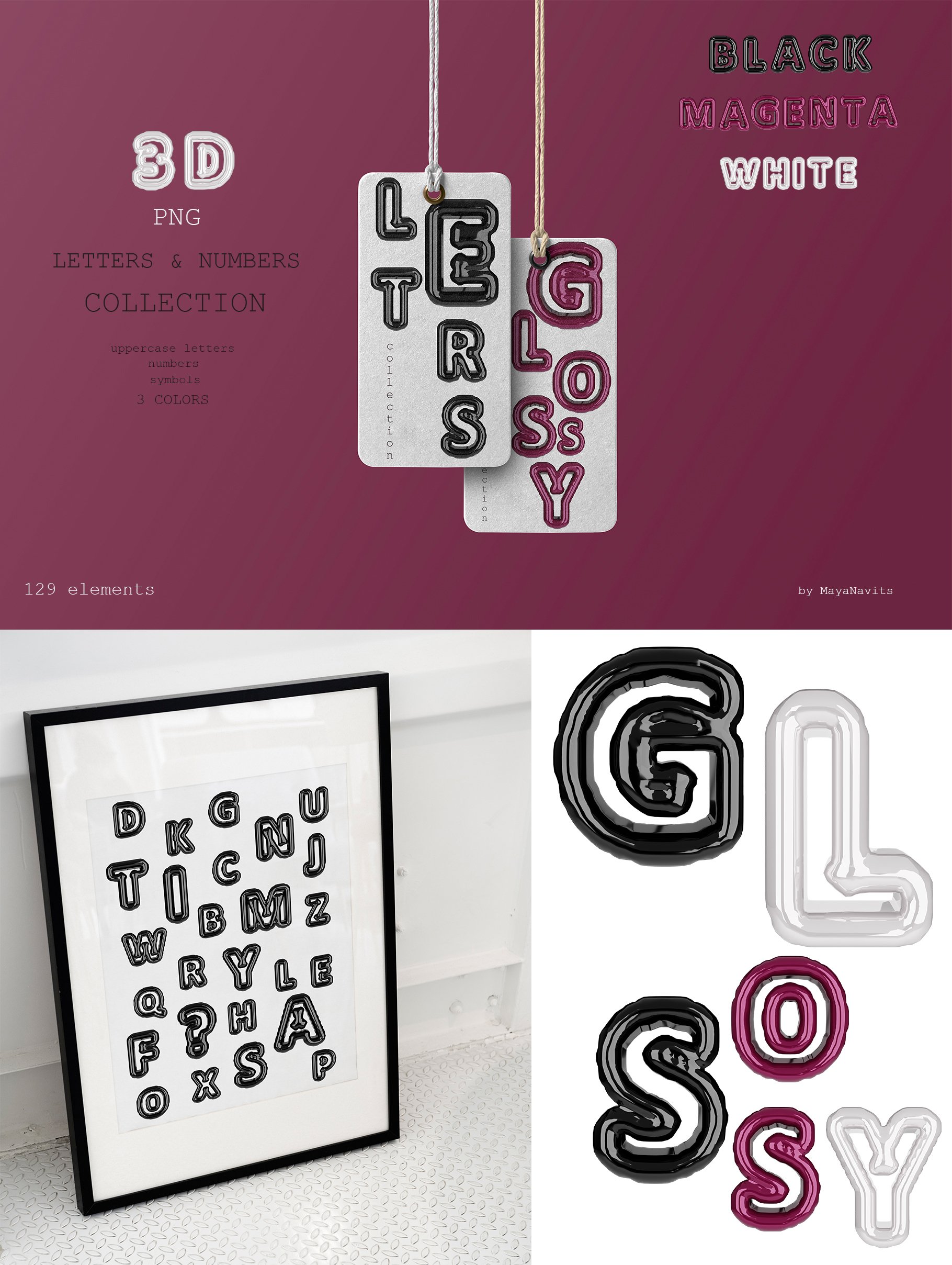 3D Glossy Letters Collection Bundle