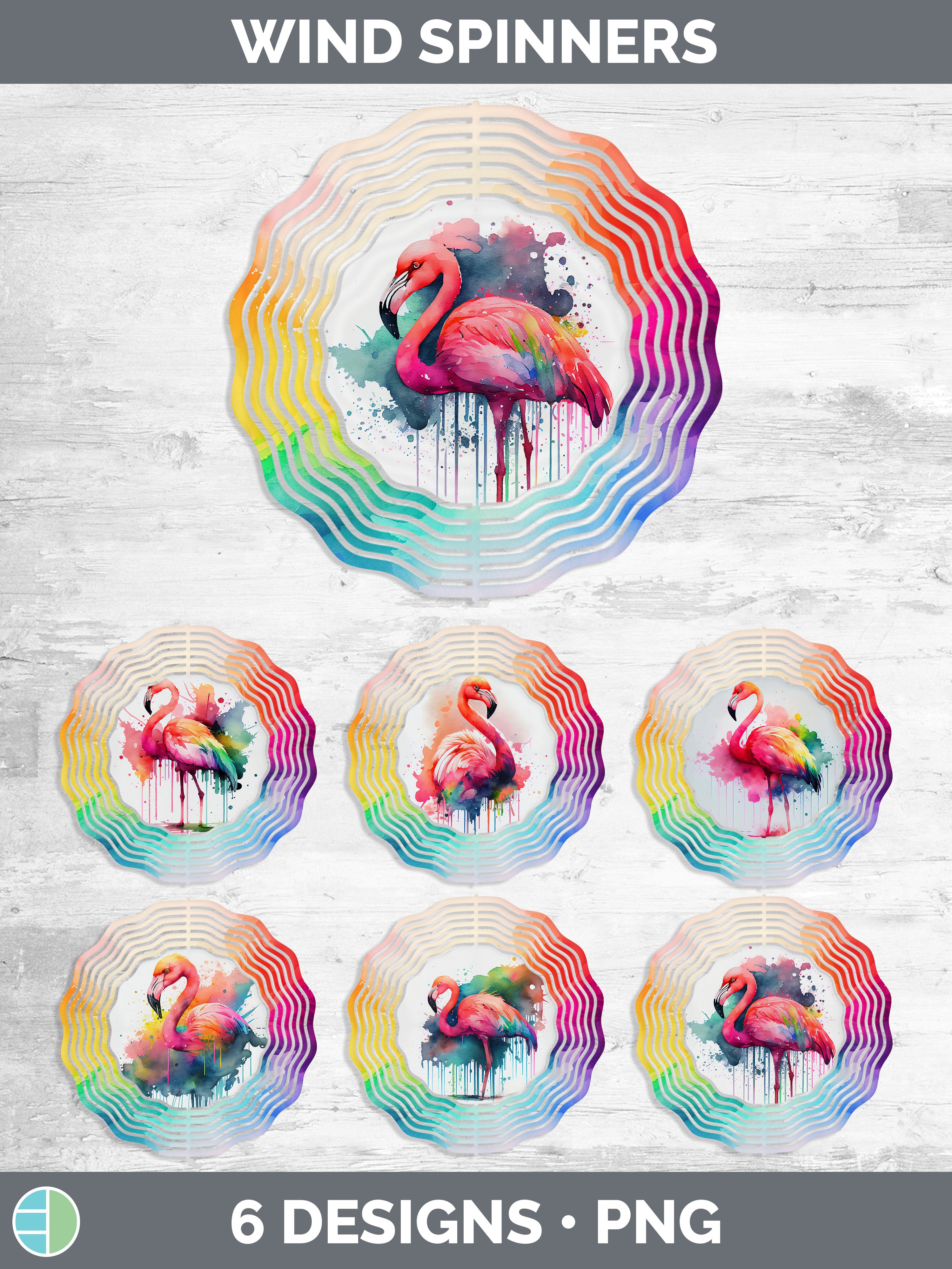 Rainbow Flamingo Bird Wind Spinner | Sublimation Spinner Des