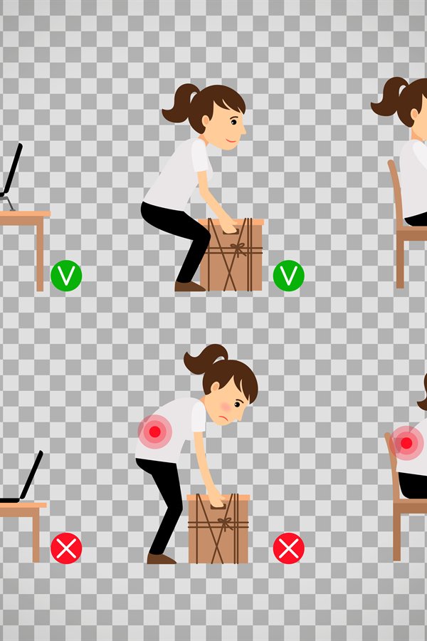 Woman sitting and working correct postures