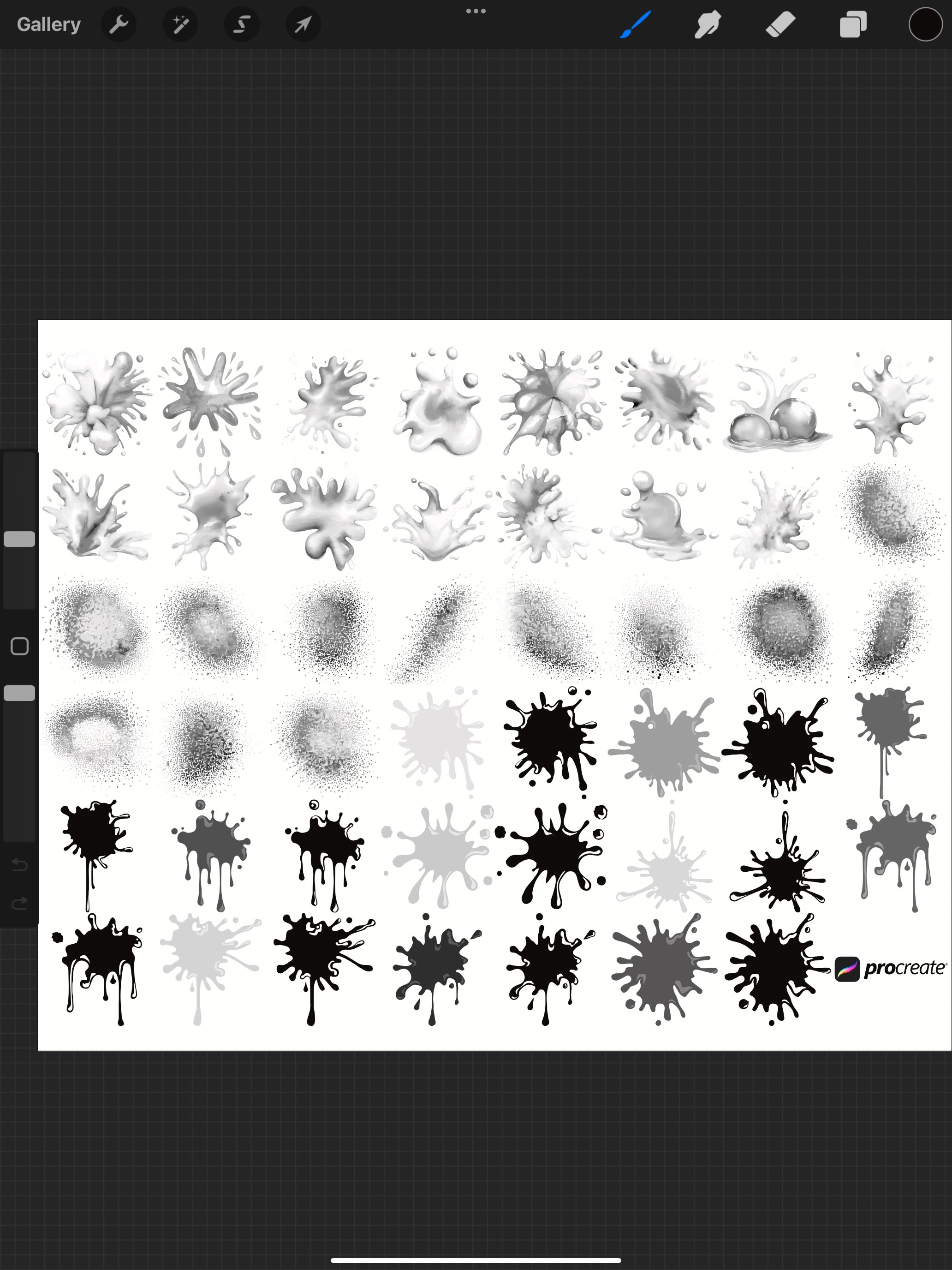 Splash Splatter Marks Set 4 Procreate Brush Stamps, 47