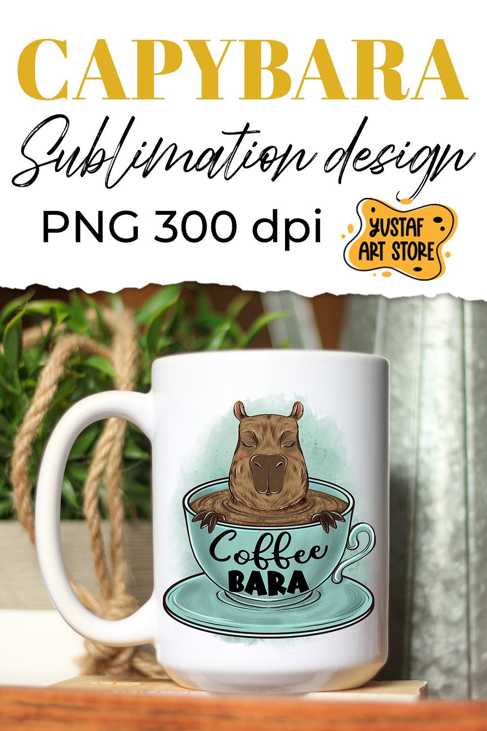 Cute capybara sublimation design. Coffeebara. Coffee design