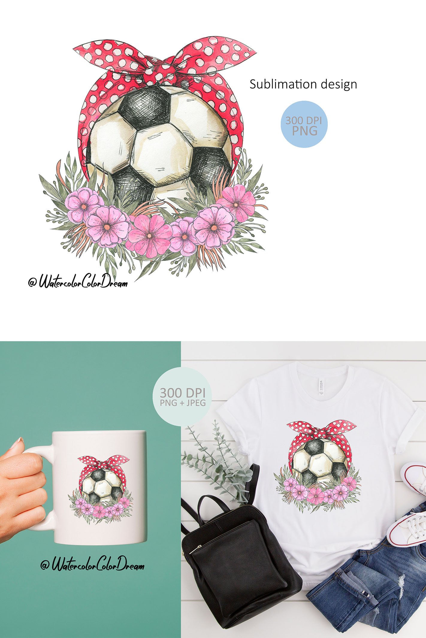 Floral Soccer Sublimation design