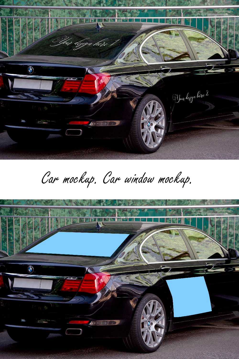 Car mockup. Car window mockup.