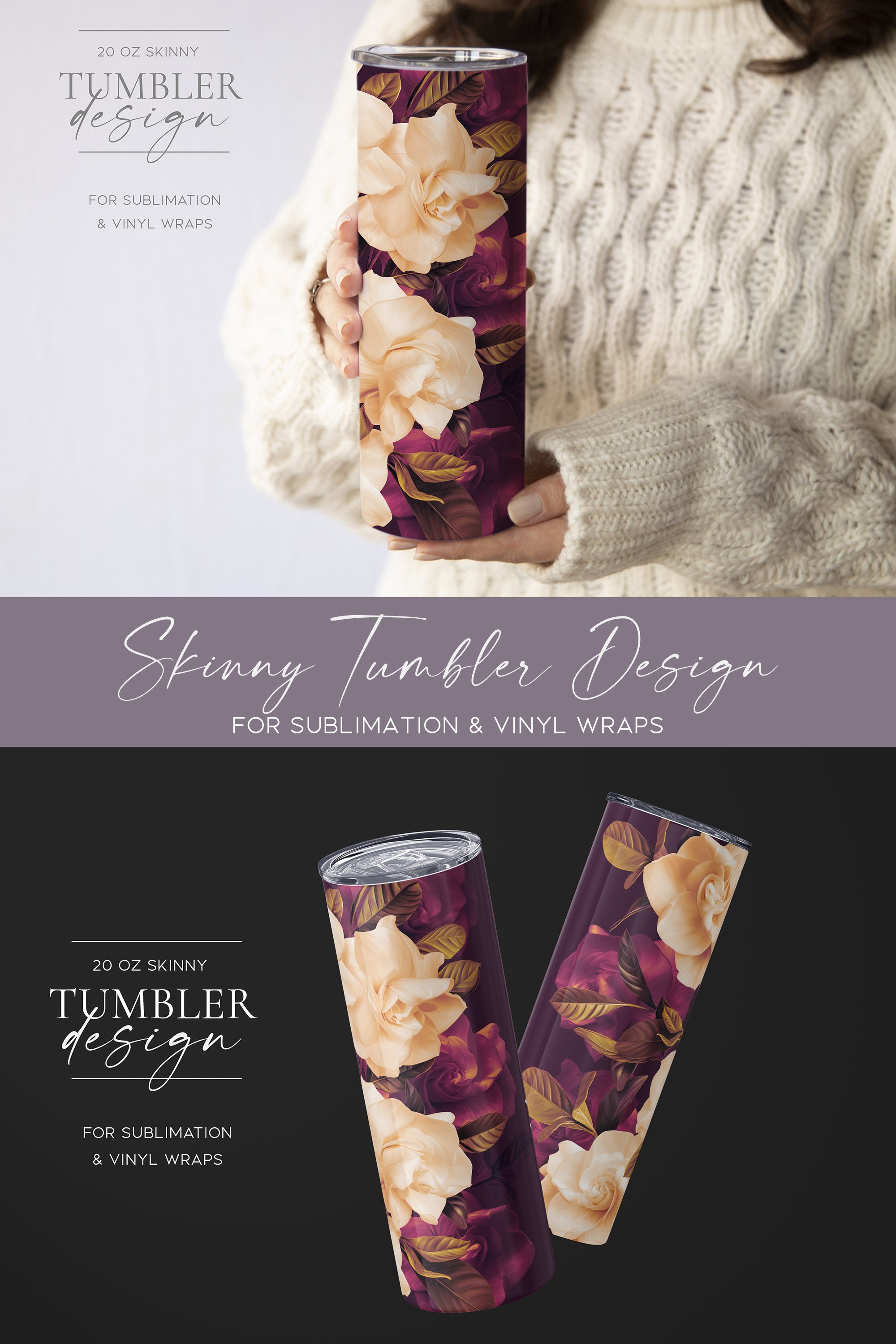 20 oz Skinny Tumbler Sublimation Design Template - (2486574)