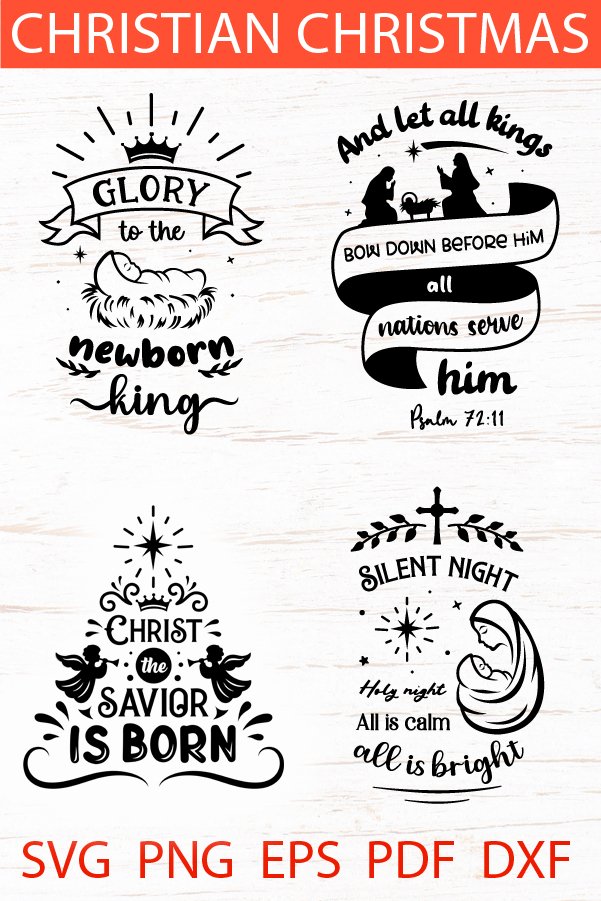 Christian Christmas svg bundle with nativity scene and quote