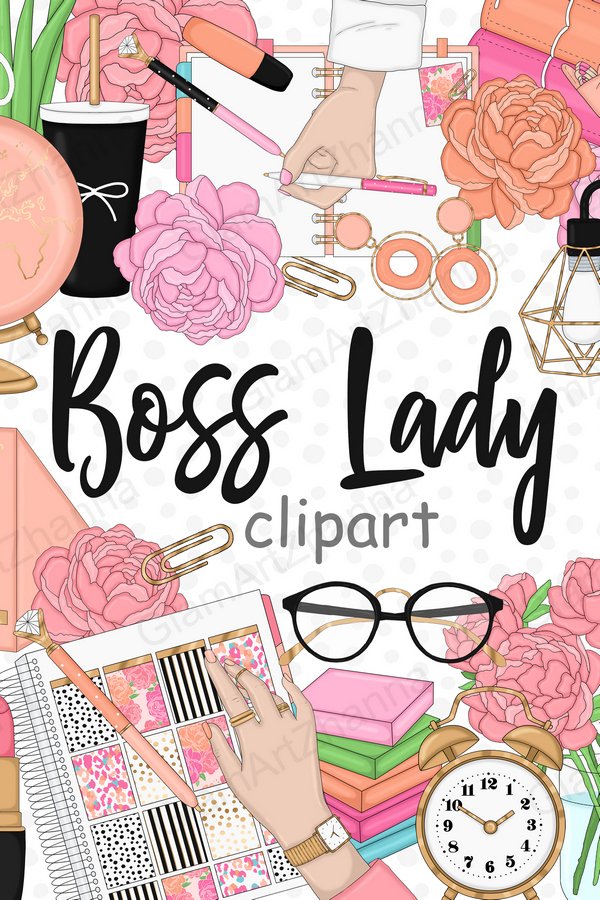 Boss Lady Glam CLIPART Fashion Babe Pastel Pink Gray - PNG (1771517 ...