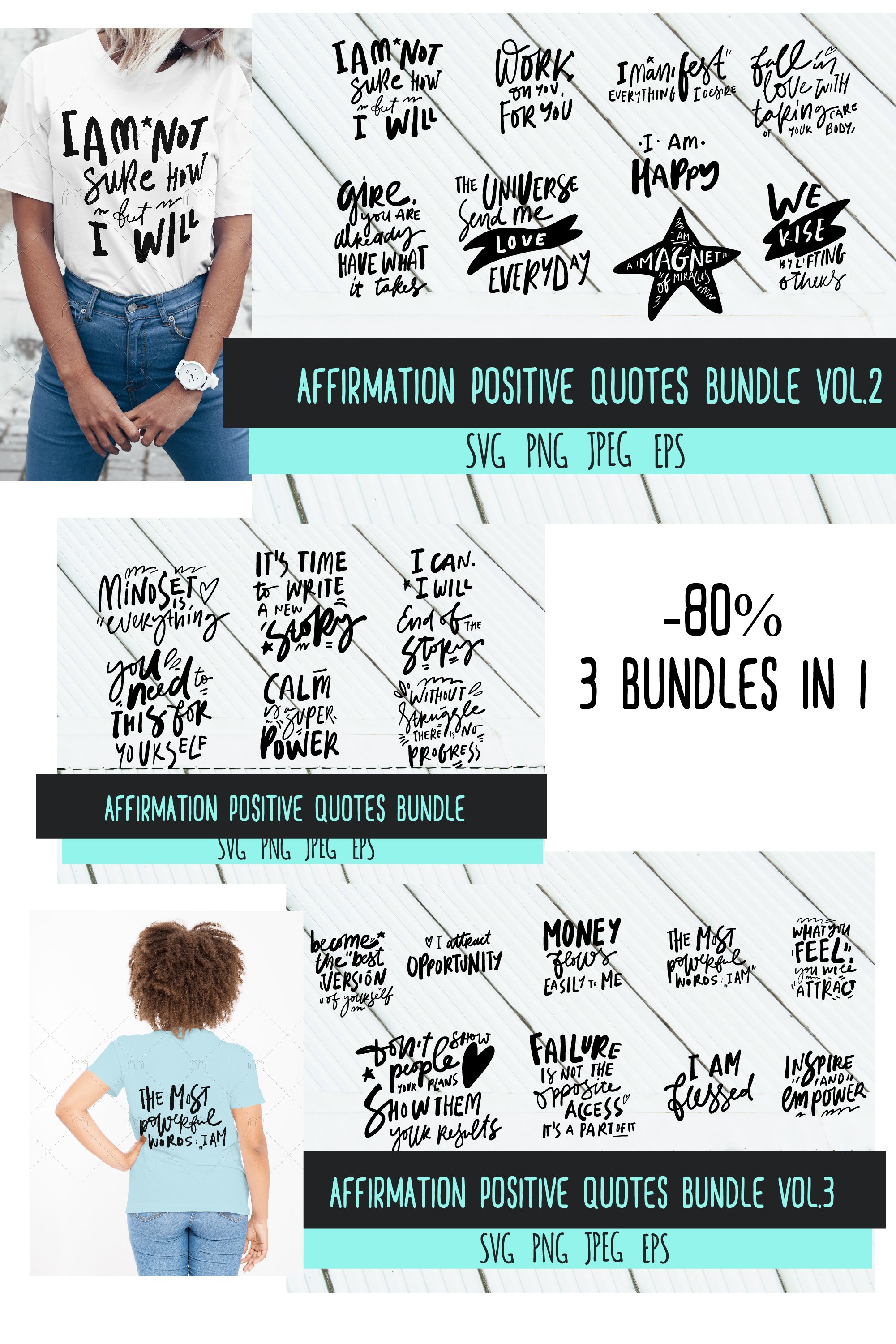 24 affirmation cards SVG bundle (1153382)