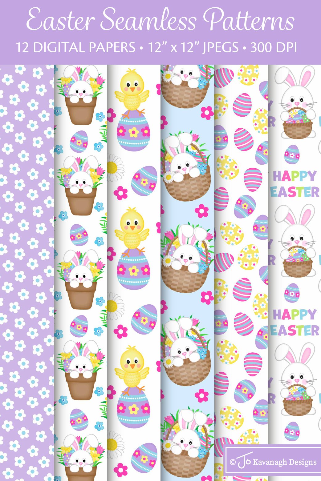 Easter digital paper, Easter seamless pattern, Easter bunny