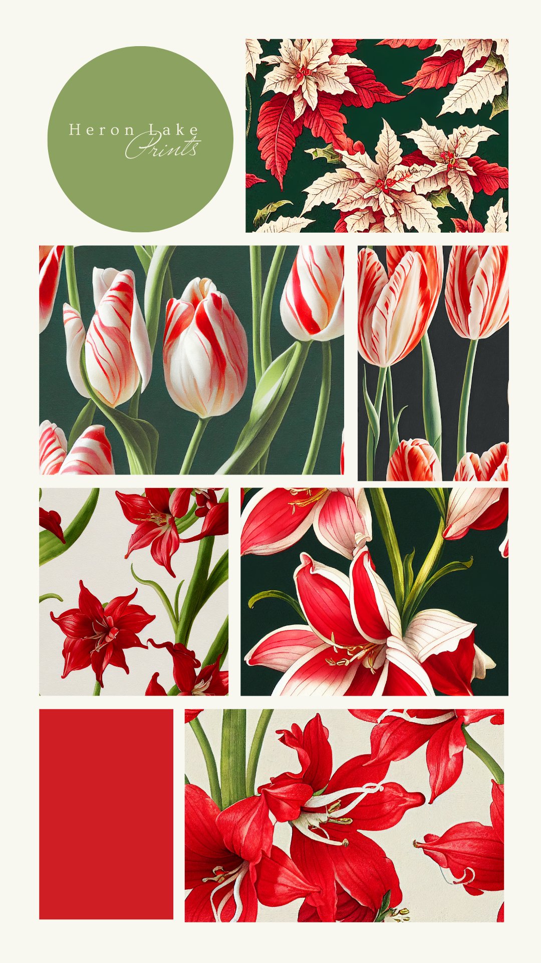 Christmas Tulip and Amaryllis Flowers Seamless (2288527)