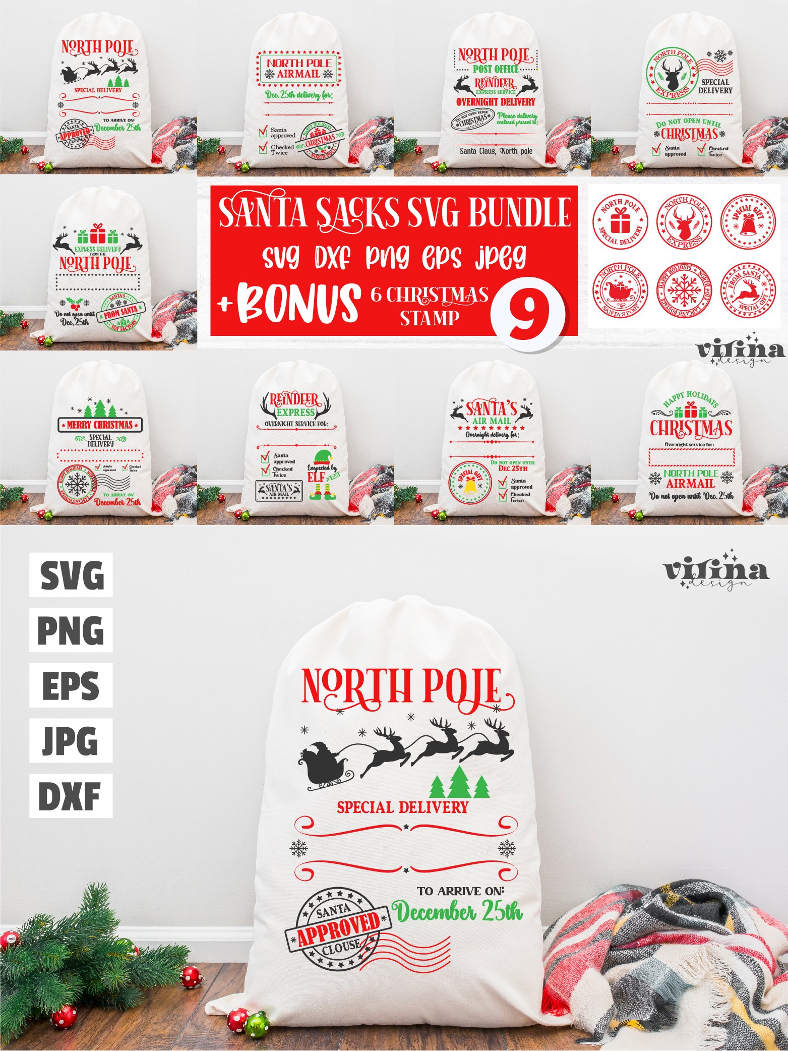 Santa Sack SVG bundle Santa Bag Svg Bundle Christmas Svg Set
