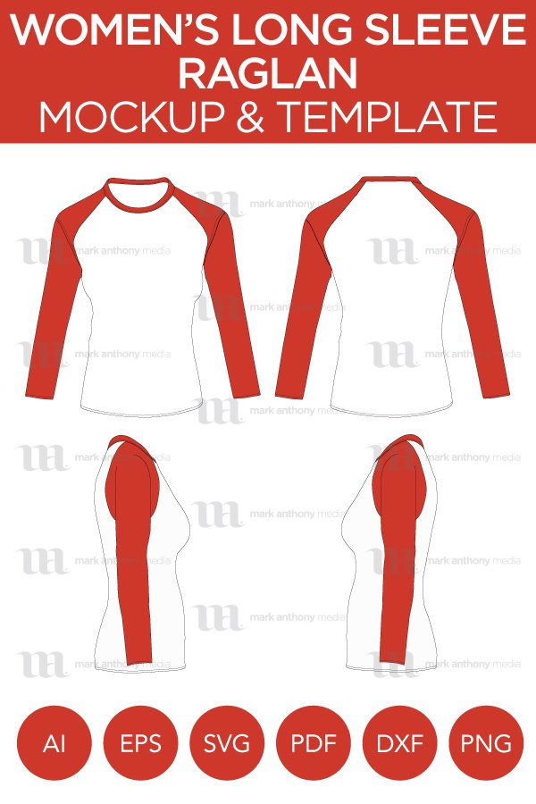 Raglan Women's Long Sleeve Shirt - Vector Mockup Template