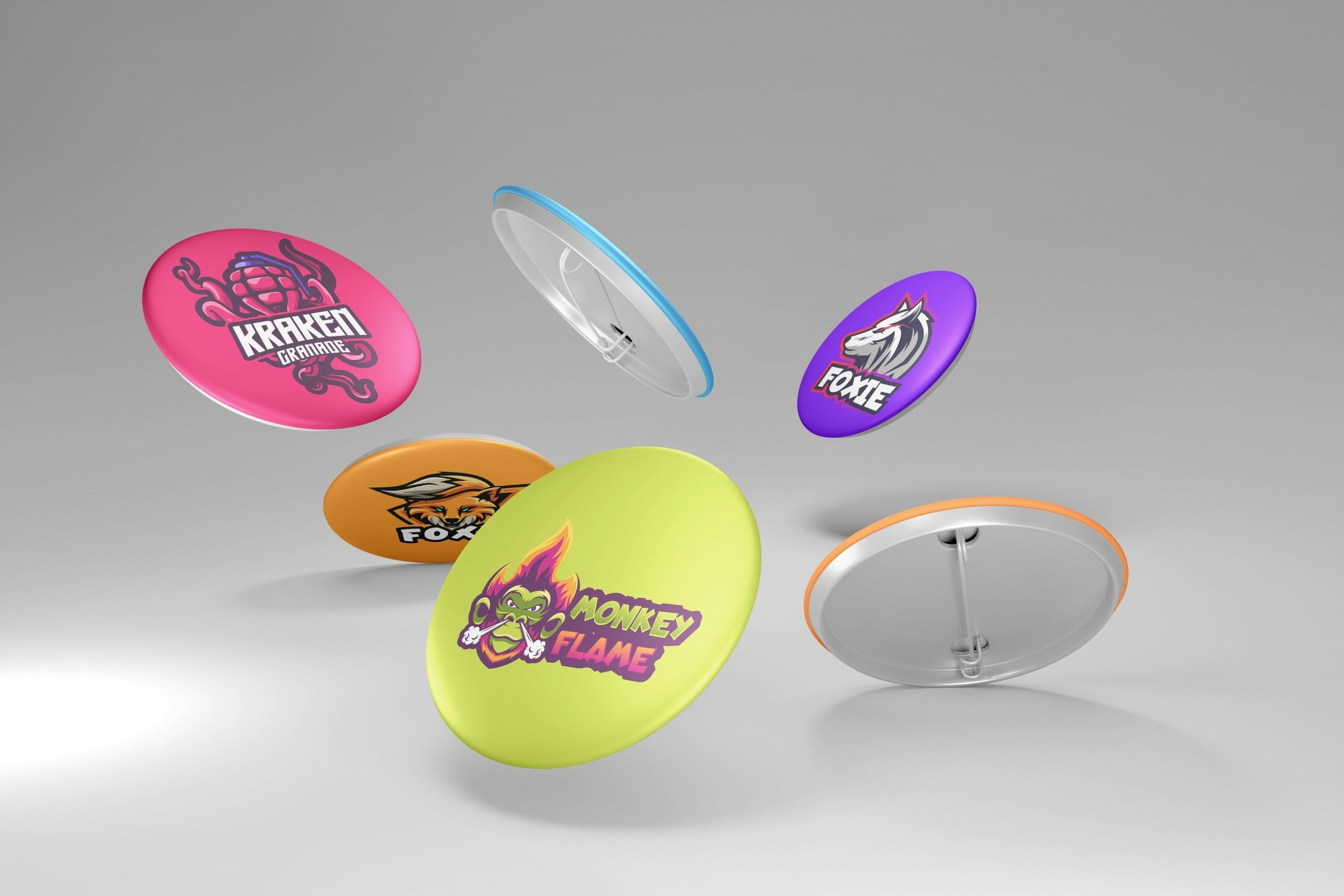 colorful pin button logo mockup psd