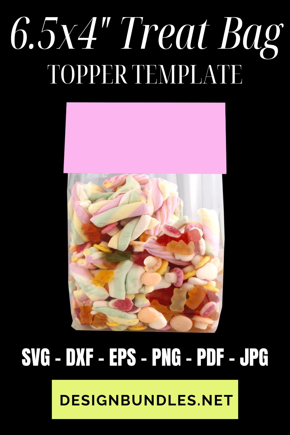 6.5x4" Treat Bag Topper Template SVG, Treat Bag Label PNG