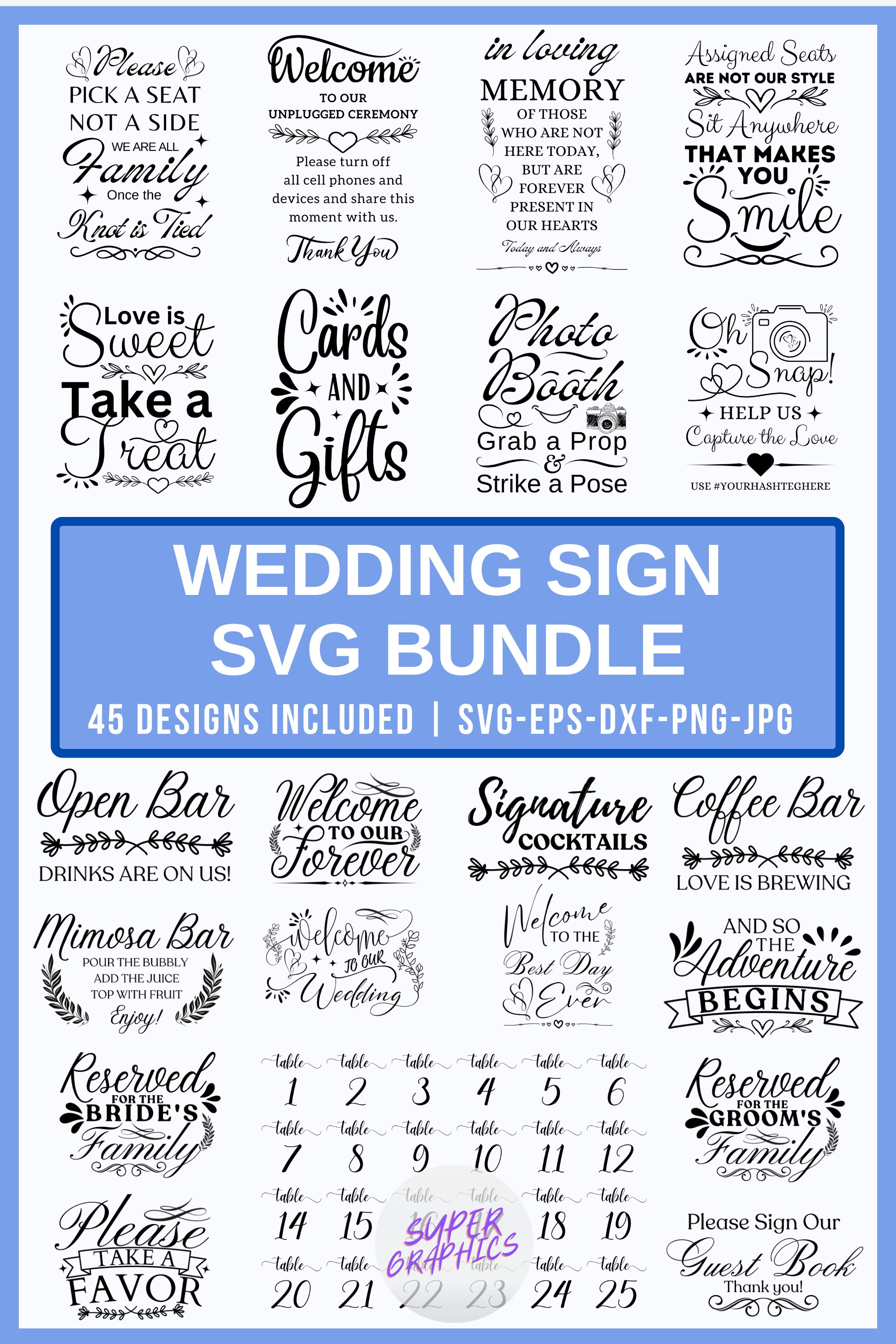 Wedding Sign SVG Bundle - Wedding SVG | 45 Designs Included