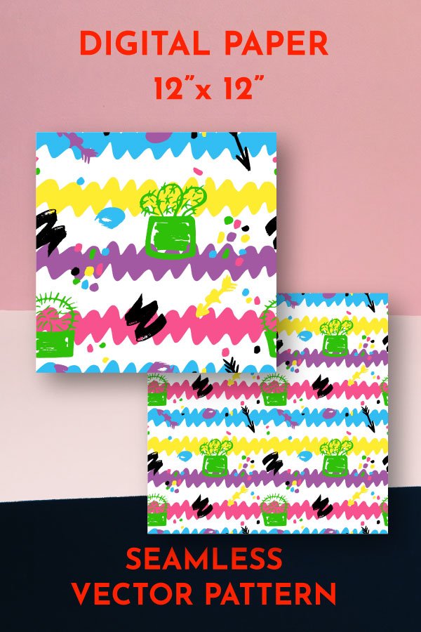 Digital paper Cactus with arrows, seamless vector (866224)