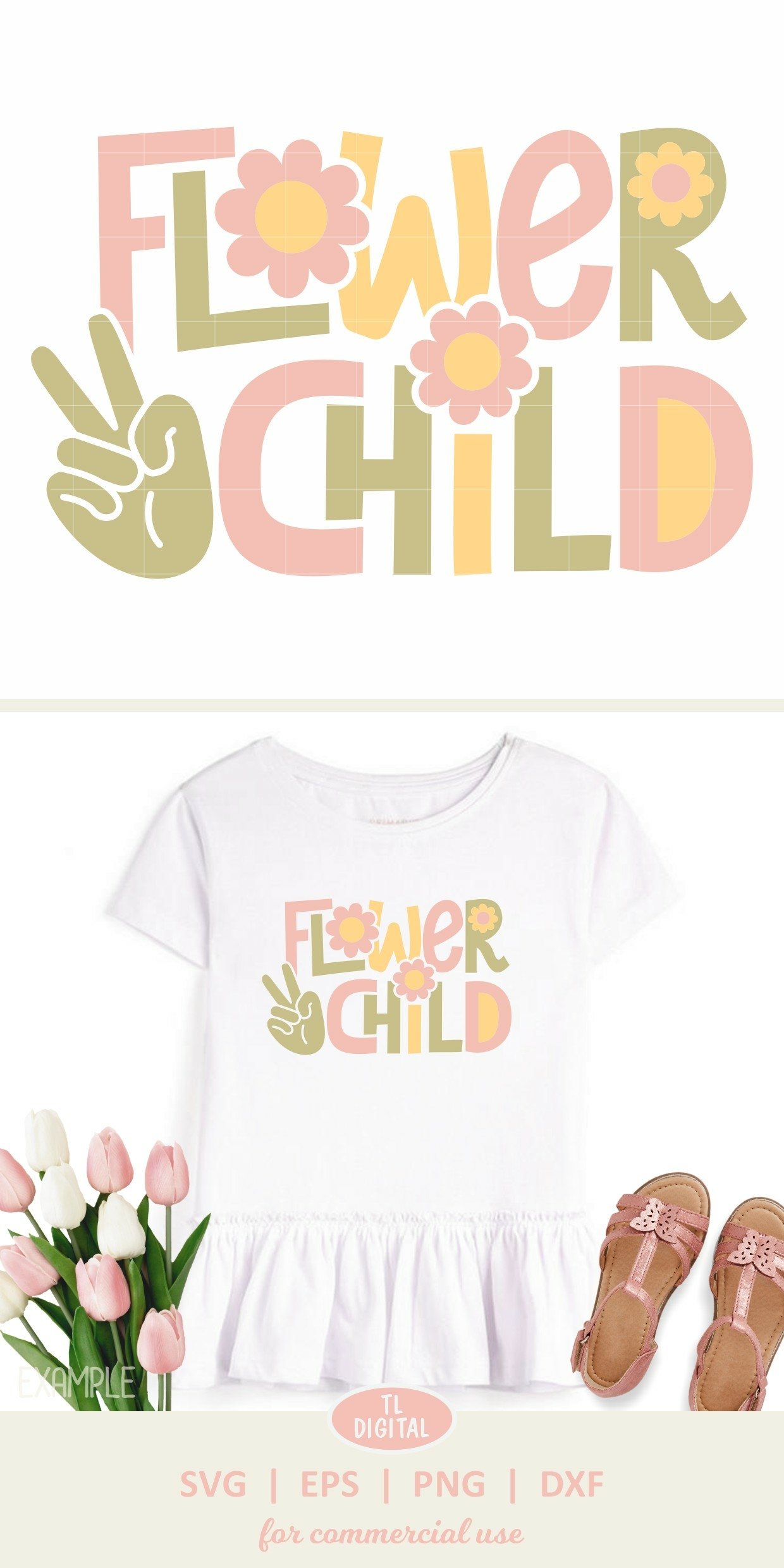Flower Child SVG PNG DXF EPS - Hippie inspired design