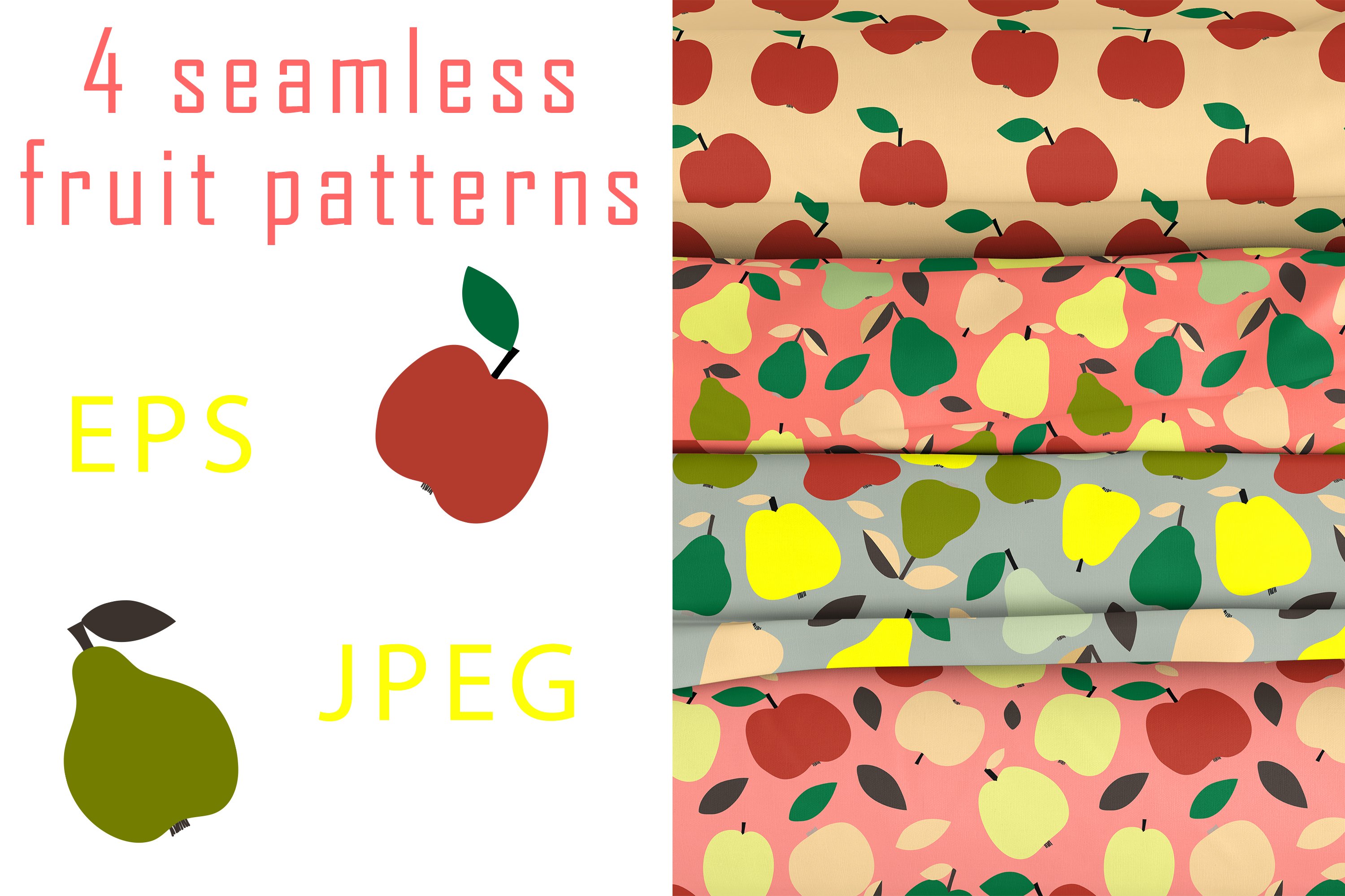 Bright fruit seamless patterns
