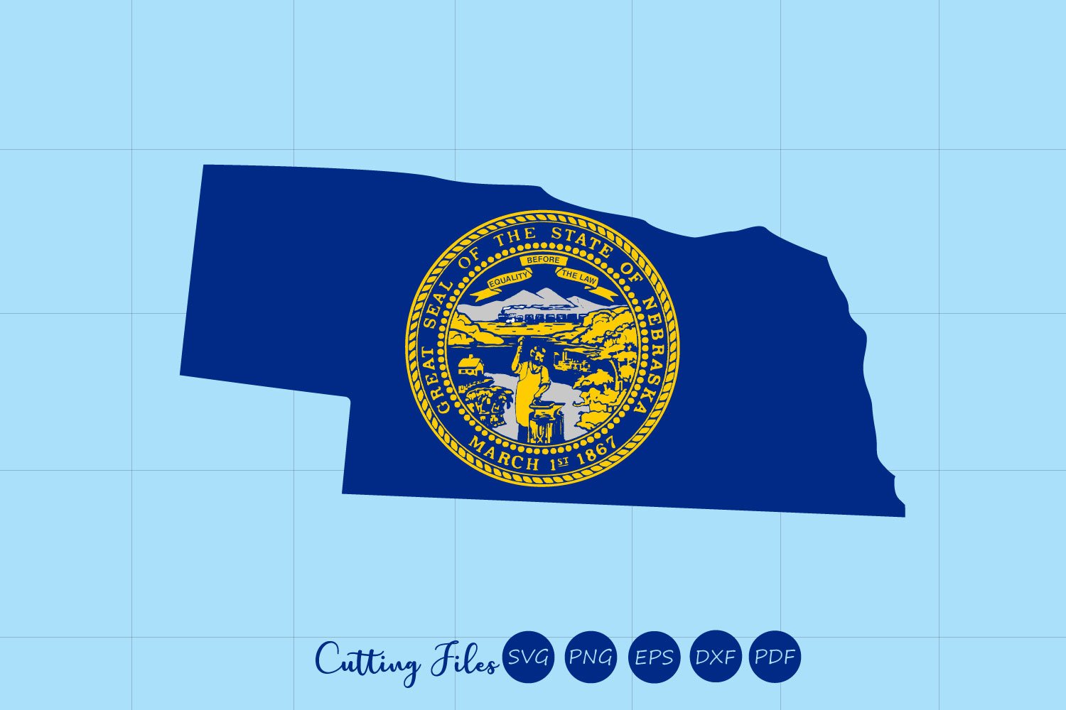 Nebraska state with flag background