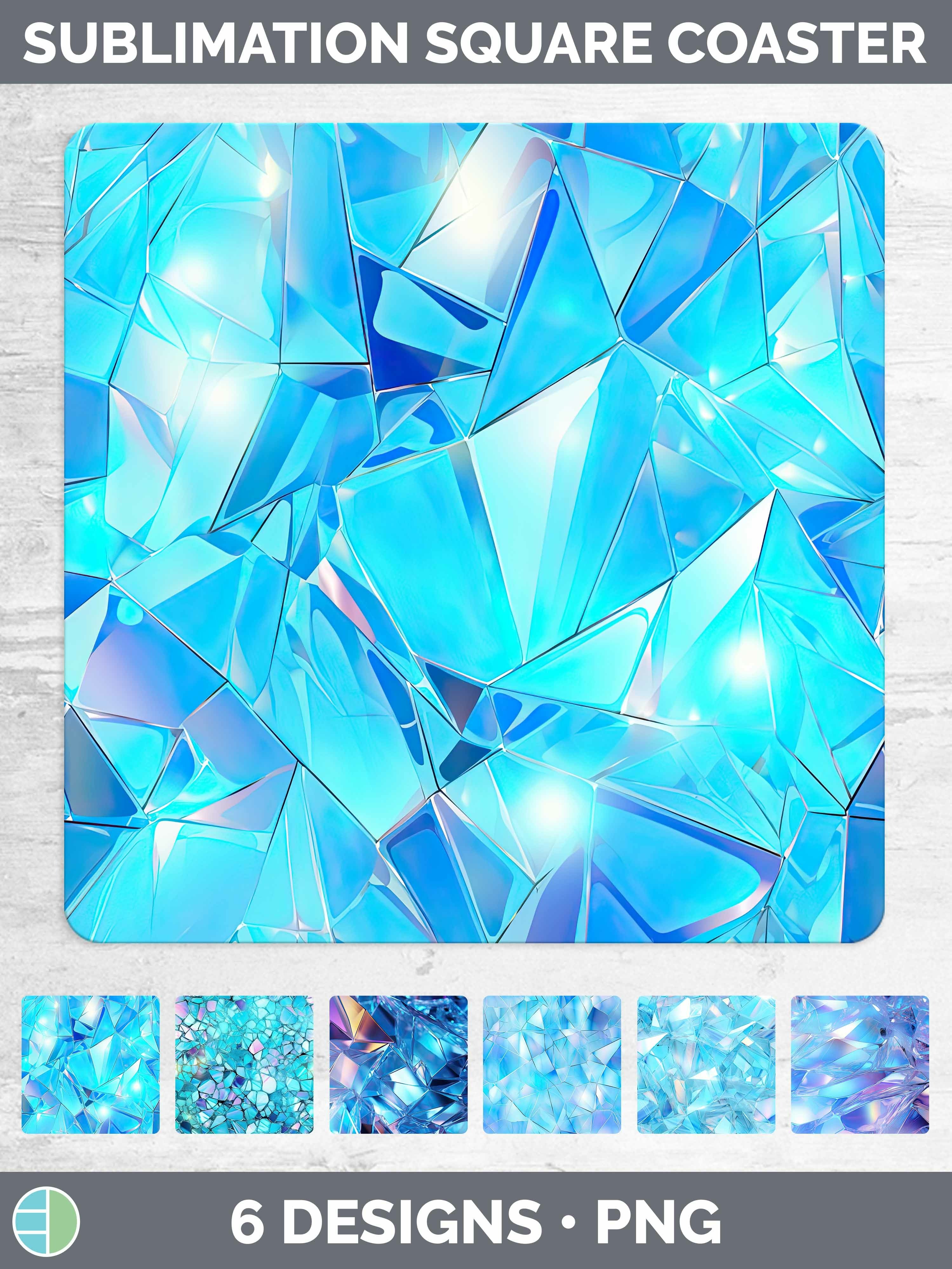 Holographic Cyan Square Coaster | Bundle Coaster Designs