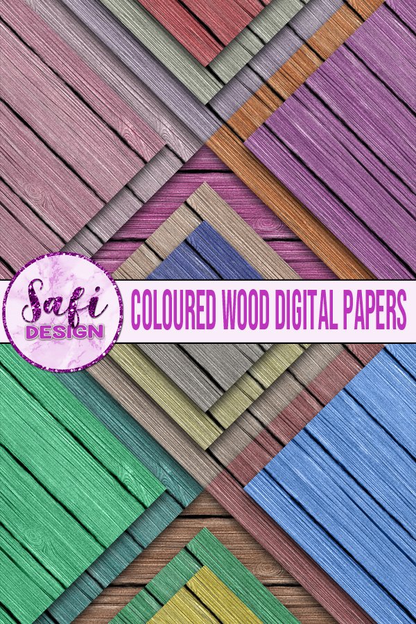 Coloured Wood Digital Paper Backgrounds