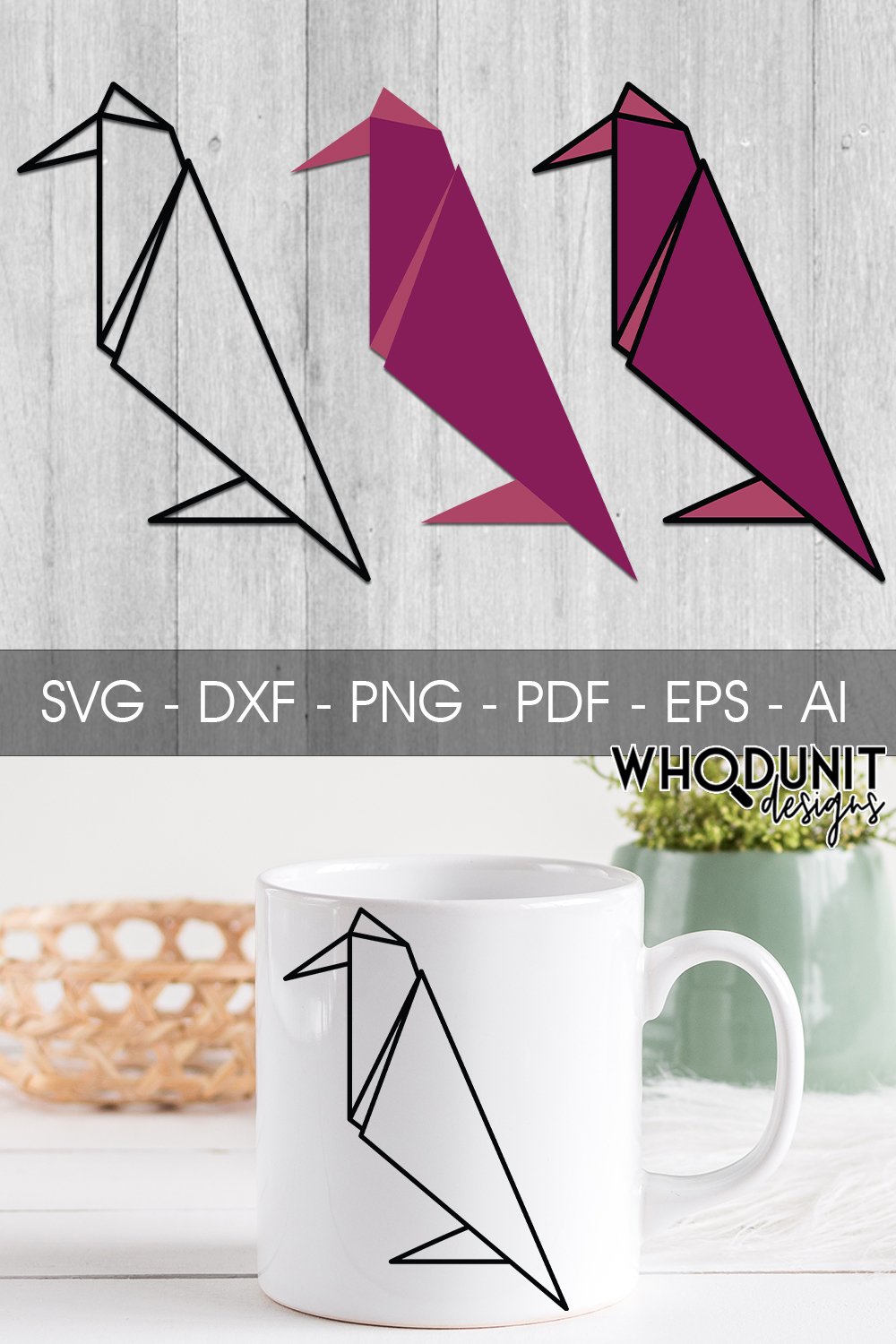 Origami SVG | Geometric Bird cut file