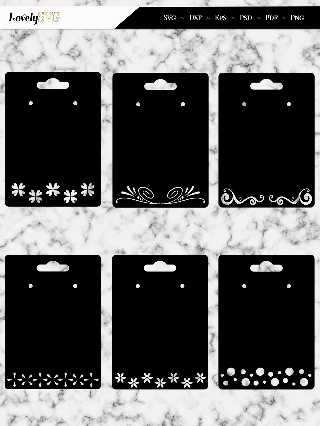Earring Hang Tags, pattern cutout design, SVG Cut Files