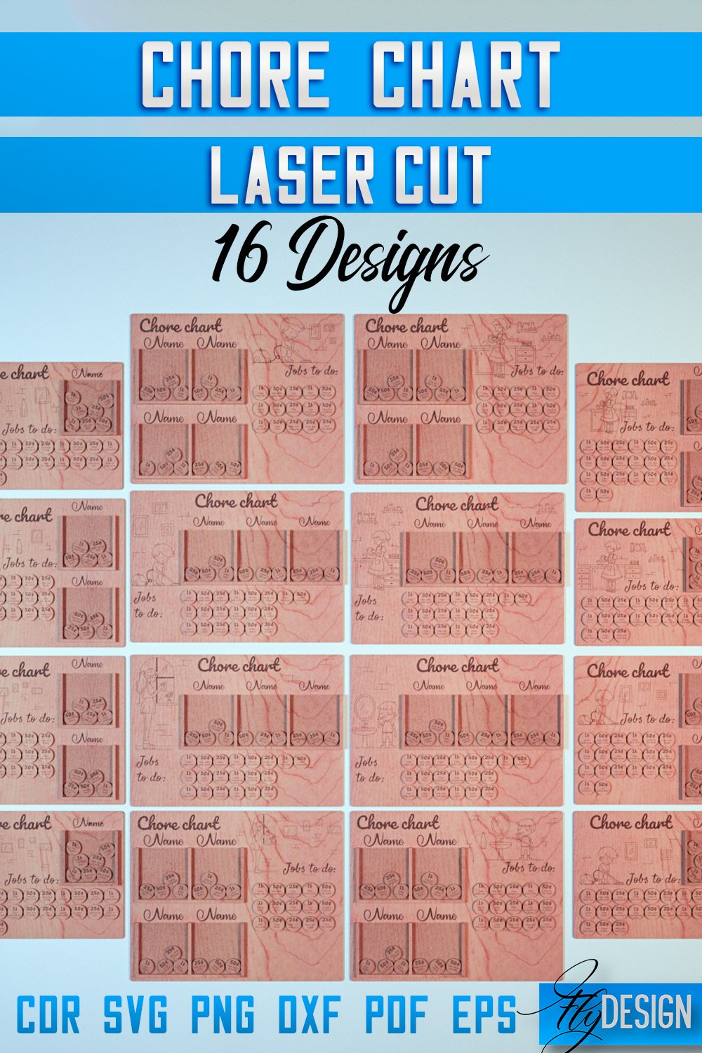 Chore Chart Laser Cut SVG | Customizable Design (2619661)