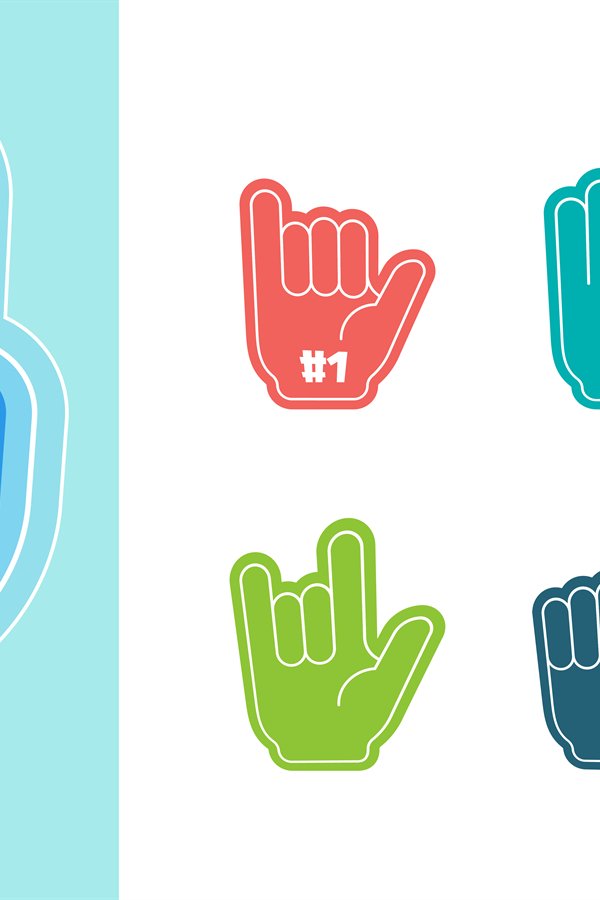 Fans fingers. Hands gestures for stylized cheering gloves vi