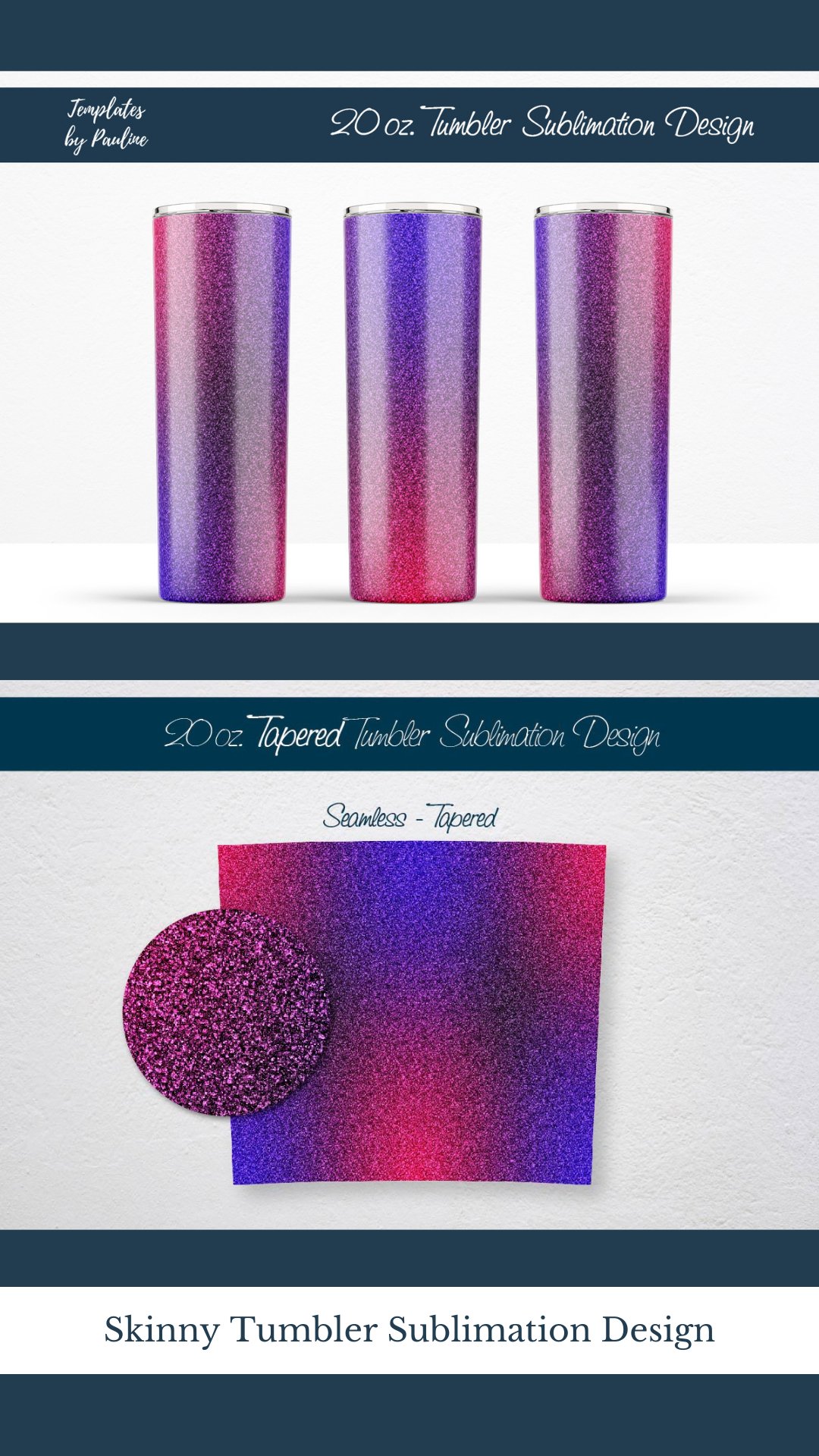 Blue Pink Seamless 20 oz. Tumbler Sublimation Wrap